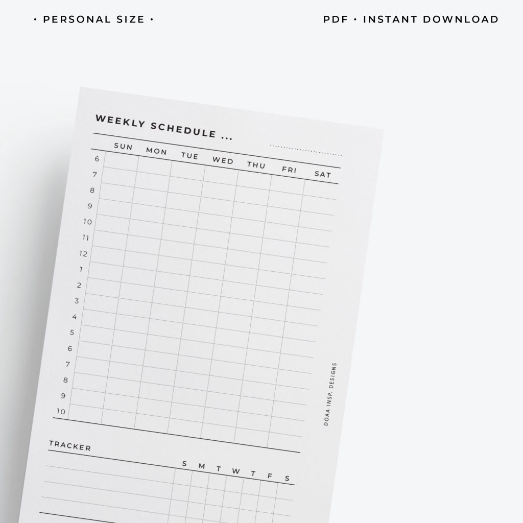 Weekly Schedule +Tracker – Minimal – Doaa inspiring Designs