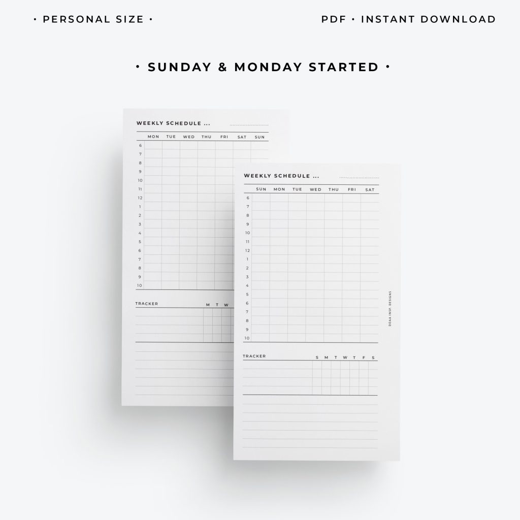 Weekly Schedule +Tracker – Minimal – Doaa inspiring Designs