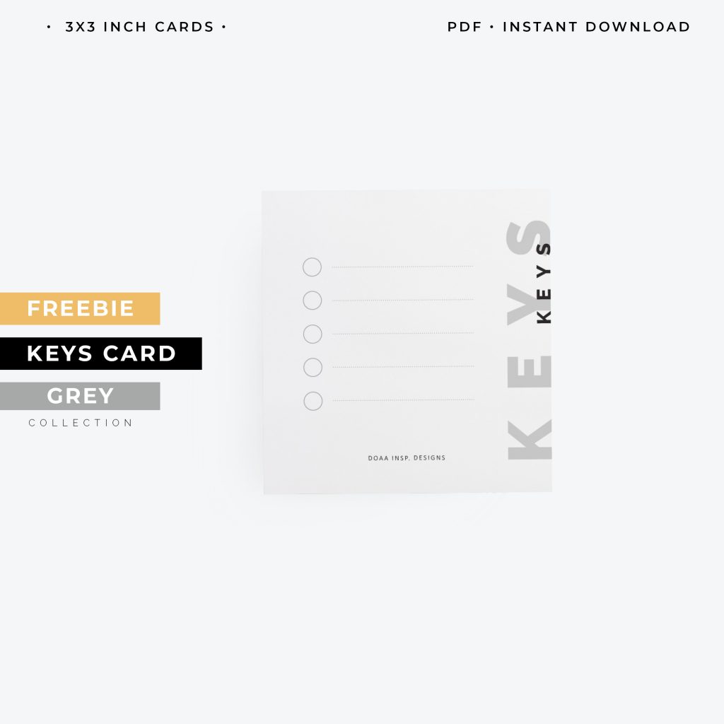 Keys cards – Grey collection – Doaa inspiring Designs