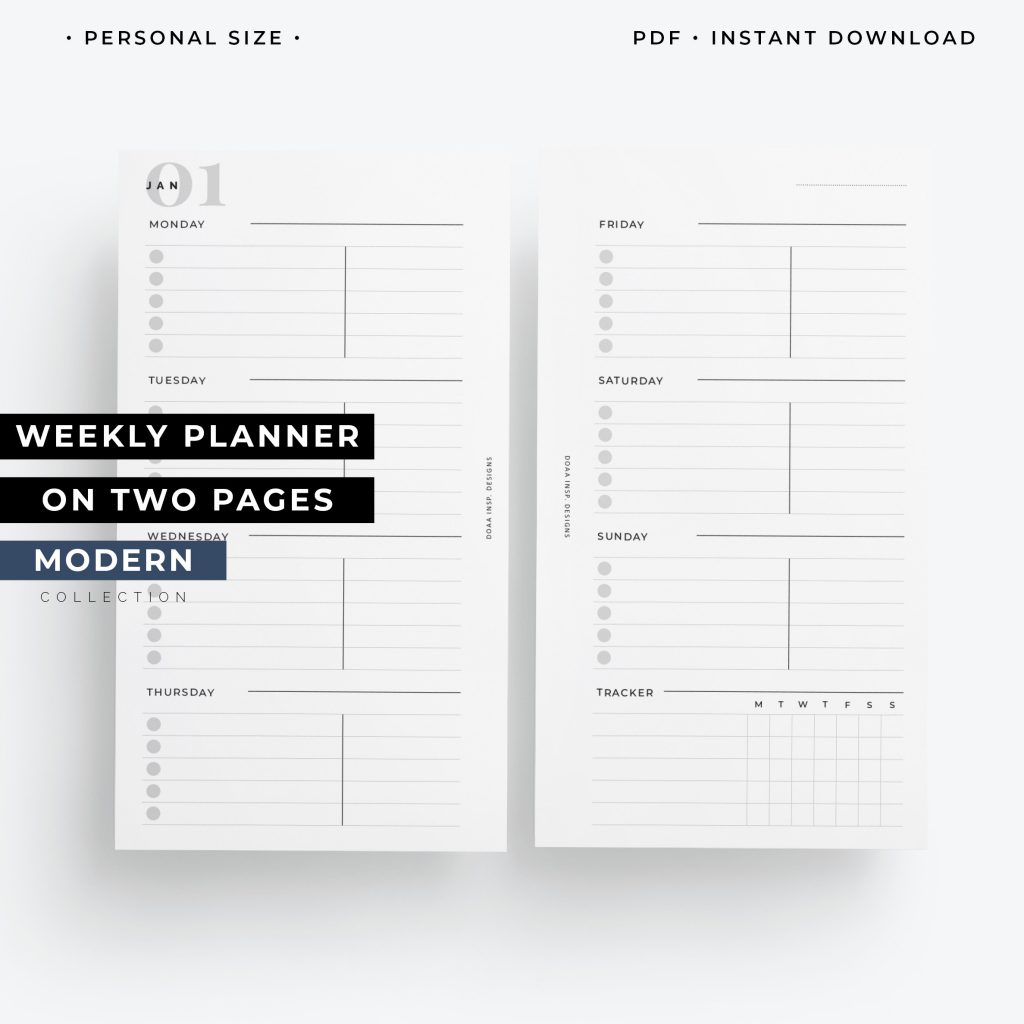 Weekly planner on two pages – Modern – Doaa inspiring Designs