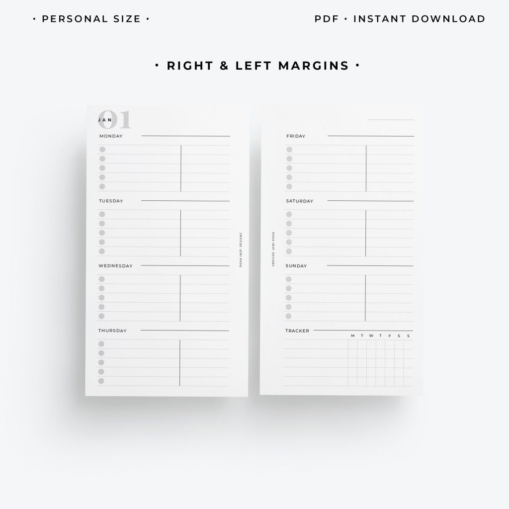 Weekly planner on two pages – Modern – Doaa inspiring Designs