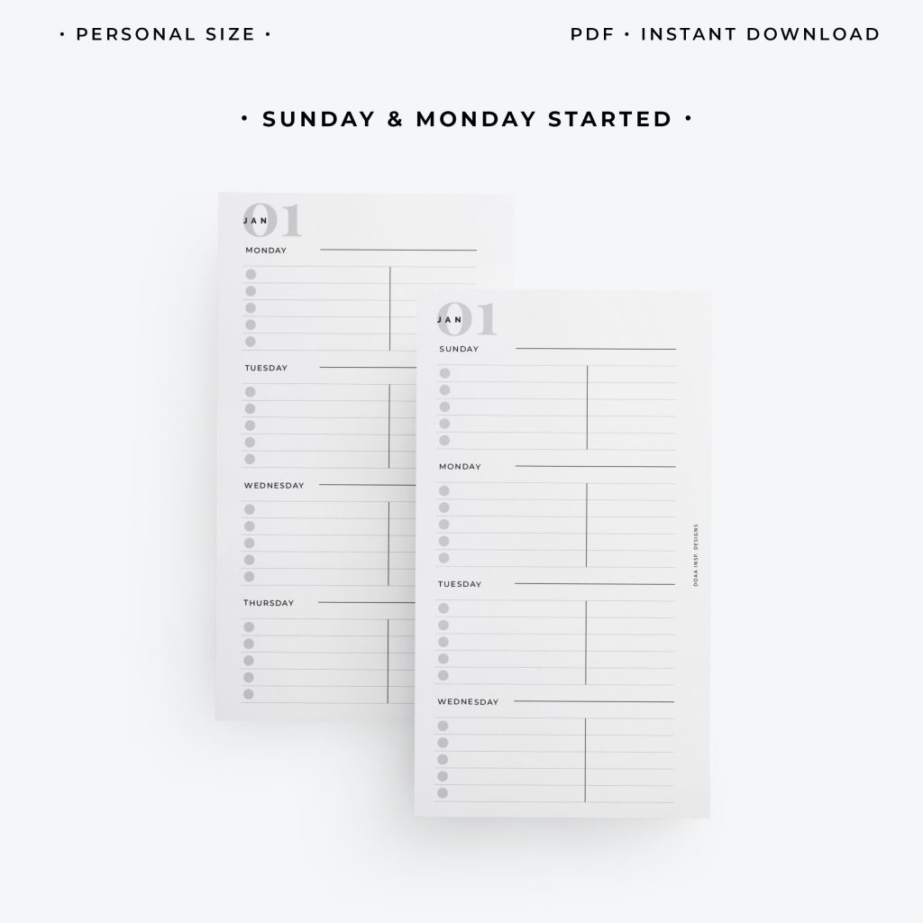 Weekly planner on two pages – Modern – Doaa inspiring Designs