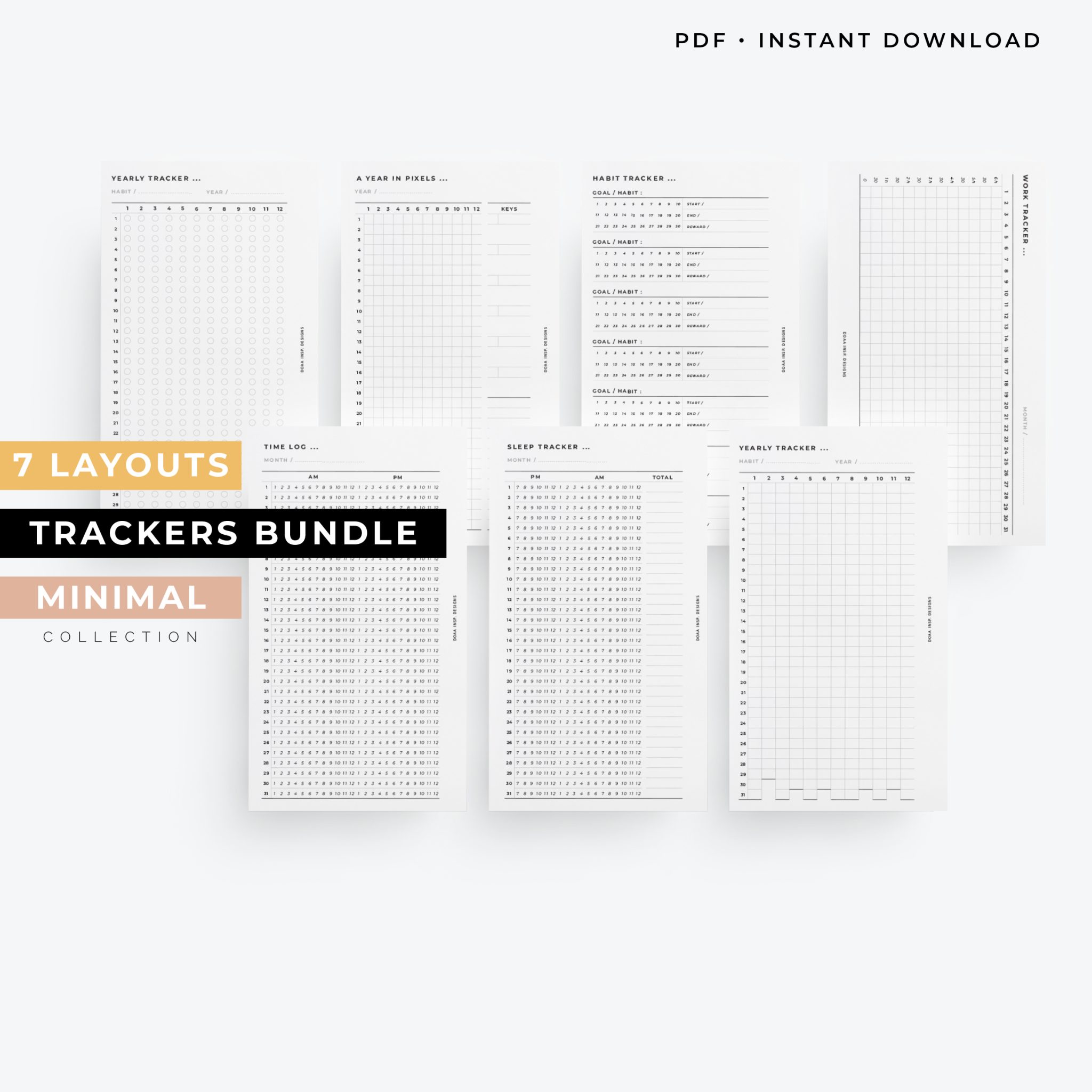 Trackers Bundle- Minimal collection – Doaa inspiring Designs